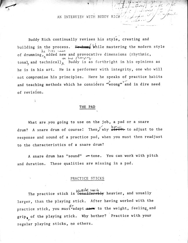 Charlie Perry: Buddy Rich on Practice Habits and Teaching Methods ...